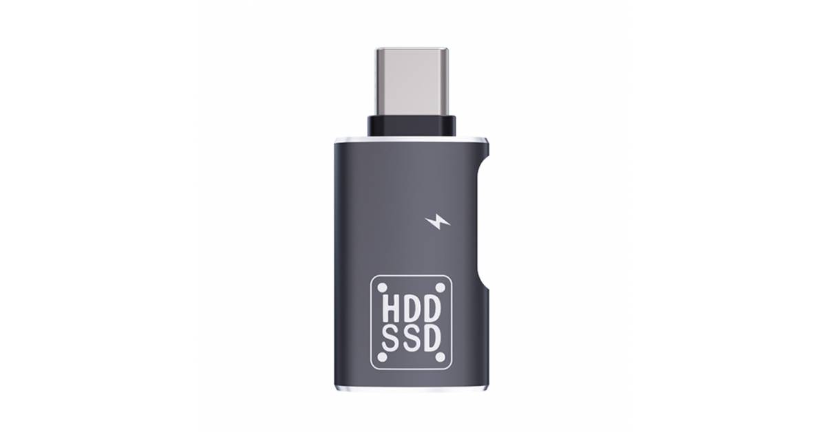 USB-A hun til USB-C han med USB-C port til 15W opladning - Sort